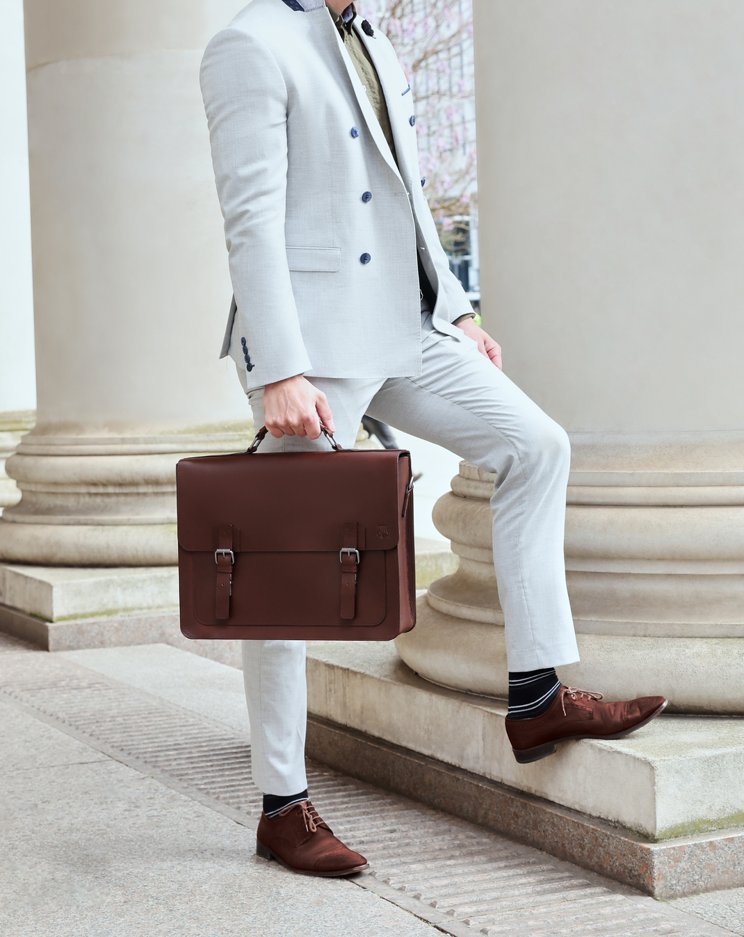 The Heritage Brown Leather Satchel Briefcase – The Real Leather Company