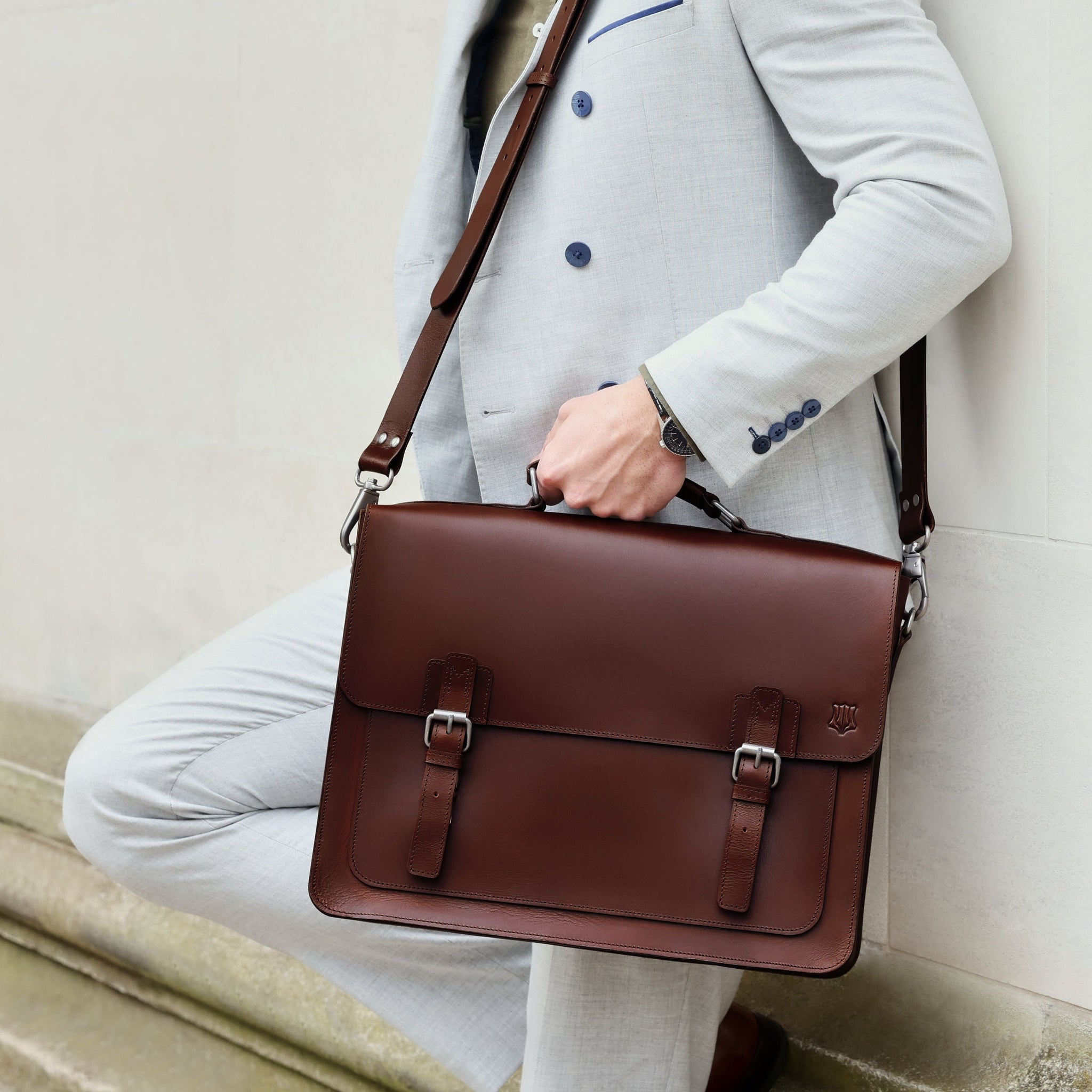 The Heritage Brown Leather Satchel Briefcase – The Real Leather Company