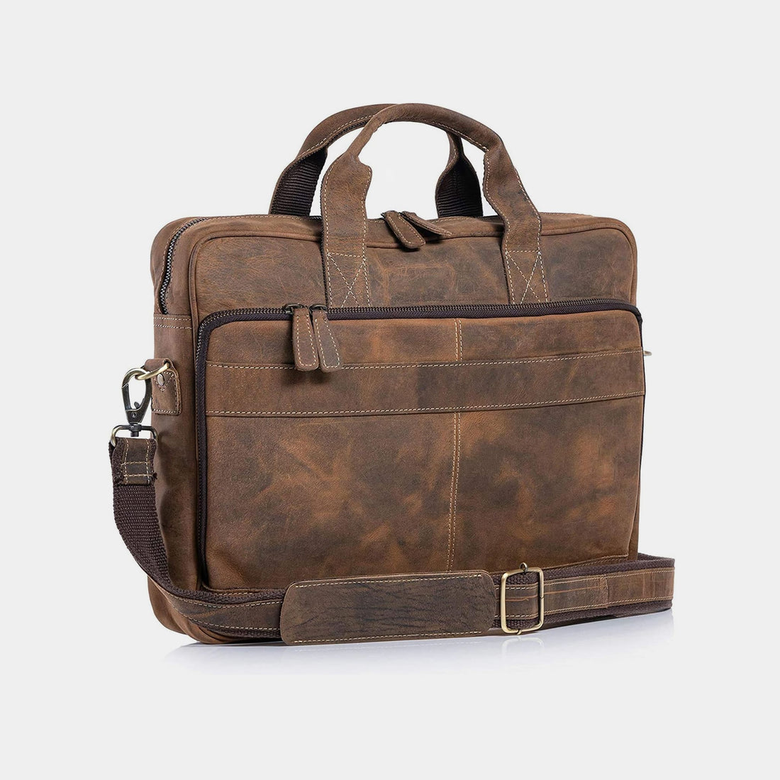 Slim Leather Laptop Briefcase with Luggage Strap – The Real Leather Co.
