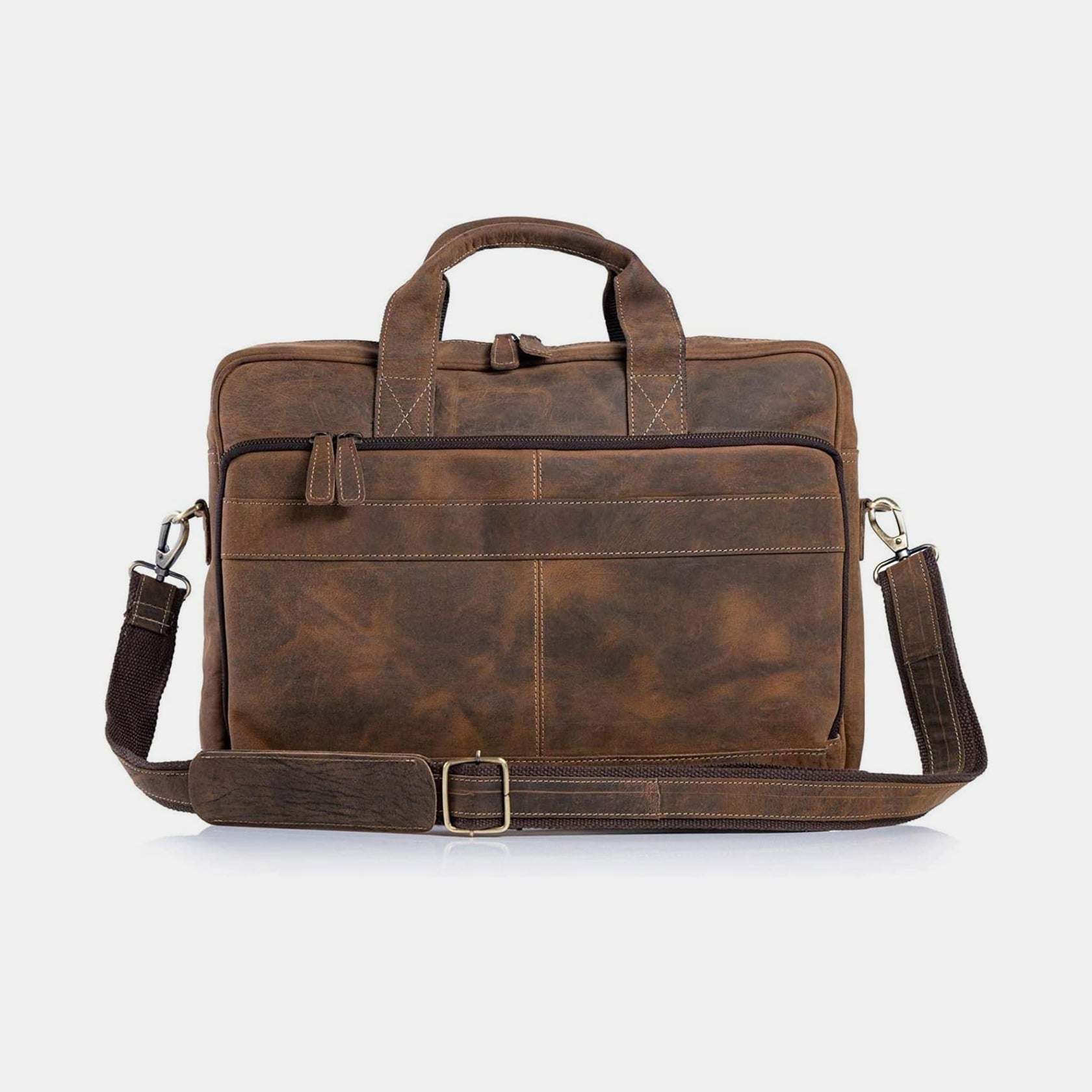 Slim Leather Laptop Briefcase with Luggage Strap – The Real Leather Co.