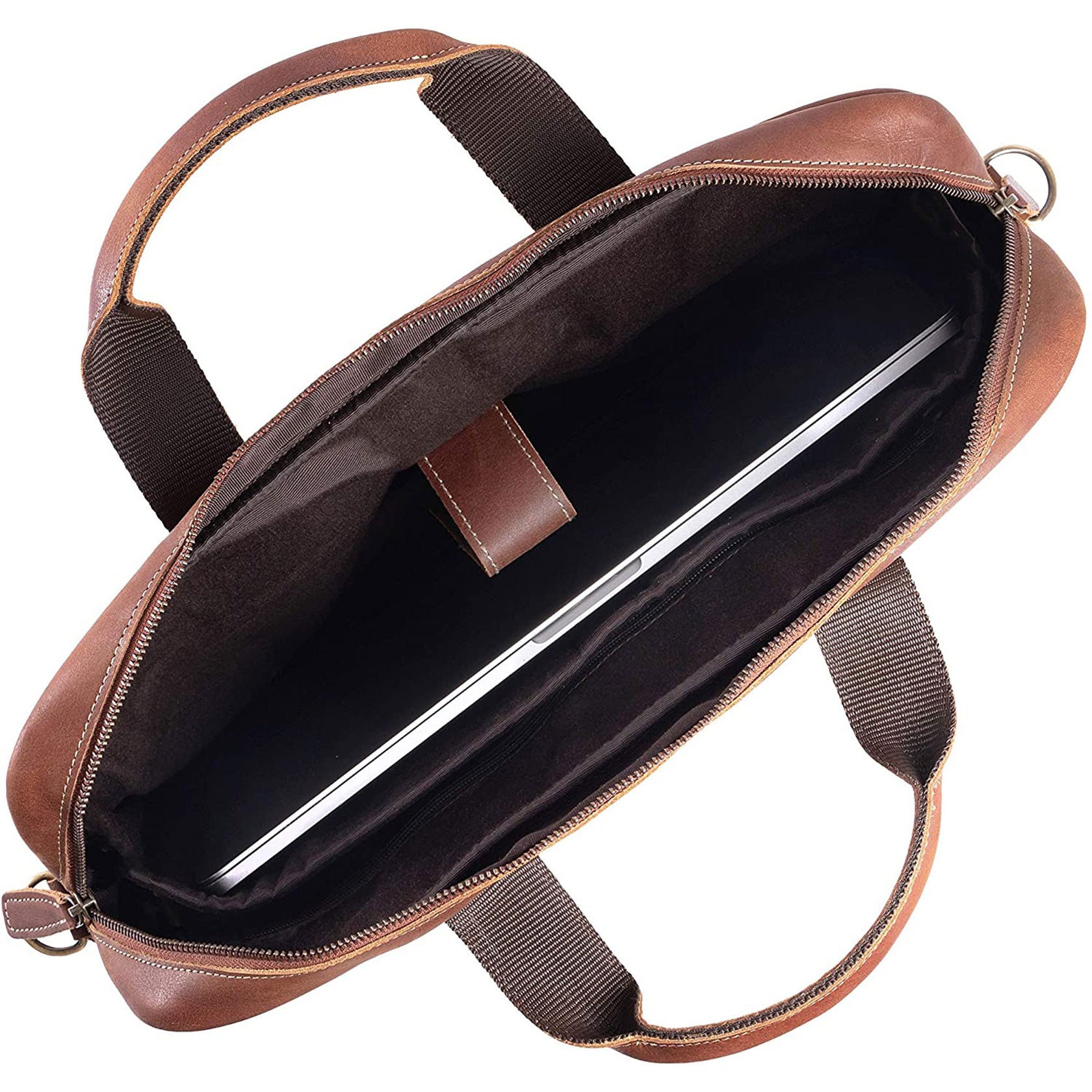 Slim Leather Laptop Briefcase with Luggage Strap – The Real Leather Company