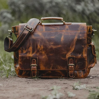 Large Leather Laptop Satchel - Buffalo Leather – The Real Leather Company