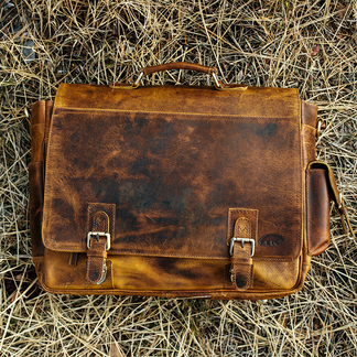 Large Leather Laptop Satchel - Buffalo Leather – The Real Leather Company