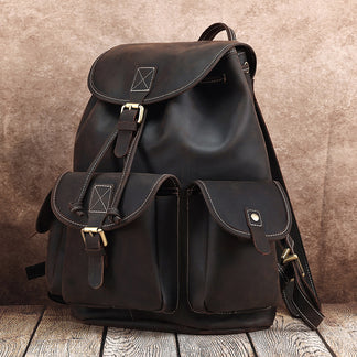 Leather Drawstring Backpack - Large Top Grain Leather Rucksack – The ...